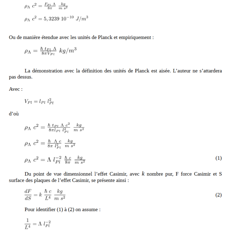 Lien énergie du point zéro, valeur de la constante cosmologique en une ...